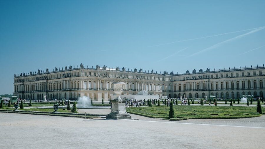 Versailles palace gardens long axis with sculptures
