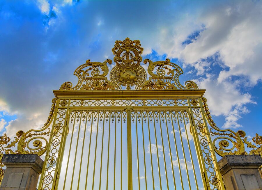 Versailles golden gate with crown detail