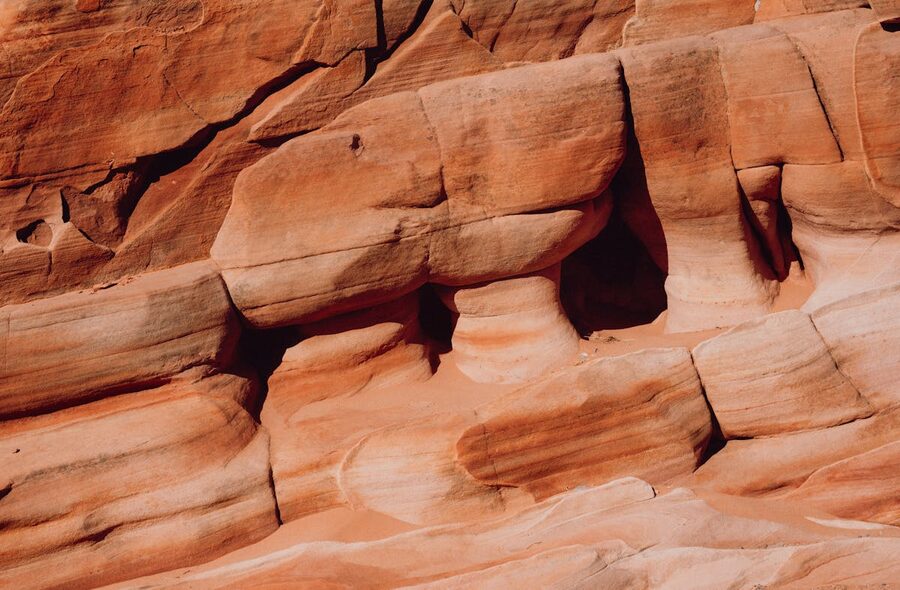 Close-up of red sandstone formations at Valley of Fire State Park