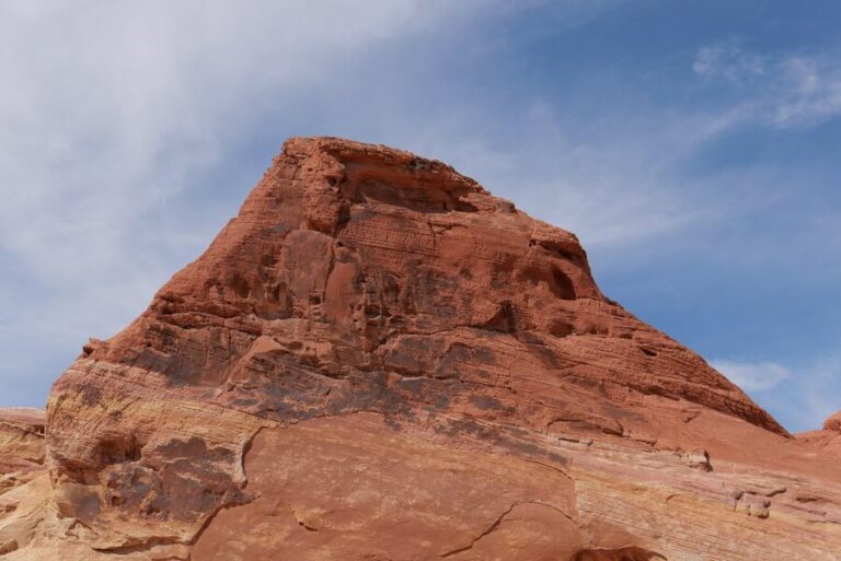 Red rock formation under clear blue sky at Valley of Fire State Park Nevada