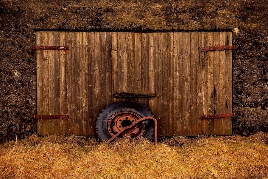 Rustic barn door interior detail