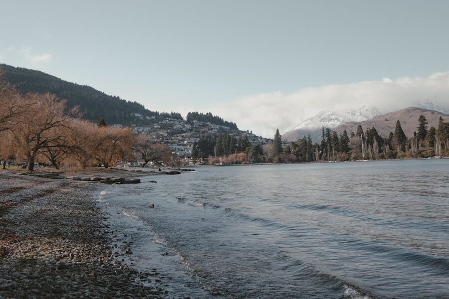 Autumn shoreline of Lake Wakatipu Queenstown