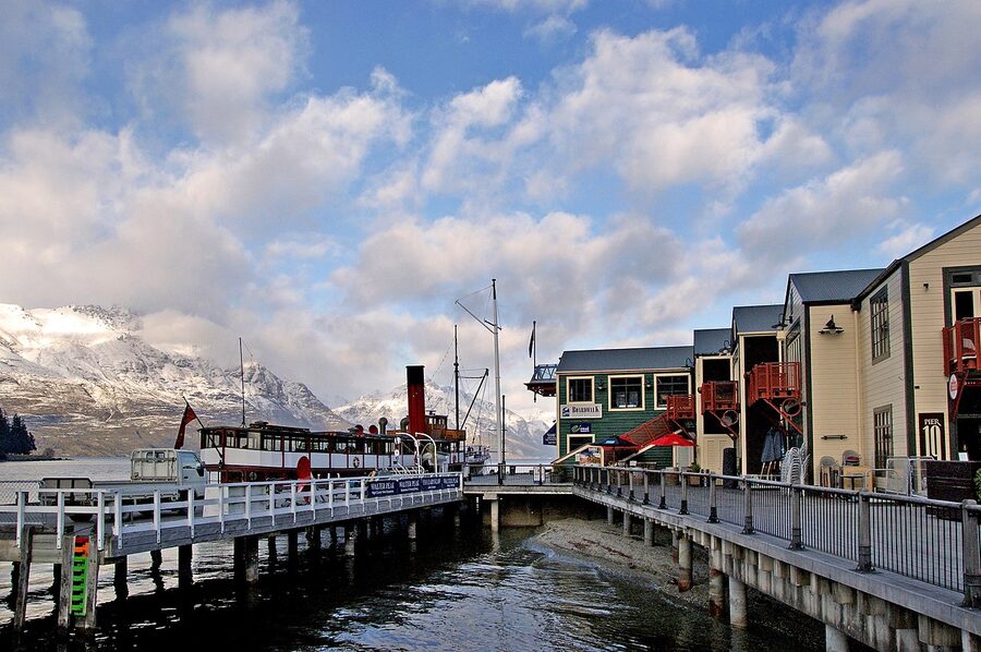 Steamer Wharf in Queenstown New Zealand where the TSS Earnslaw departs