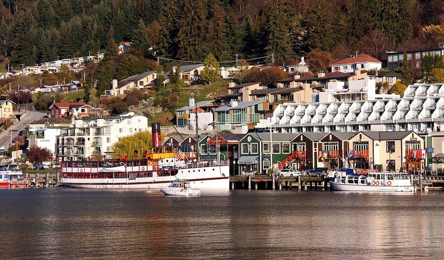 TSS Earnslaw docked at Steamer Wharf in Queenstown