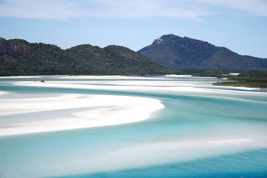 Aerial view of Whitehaven Beach in summer