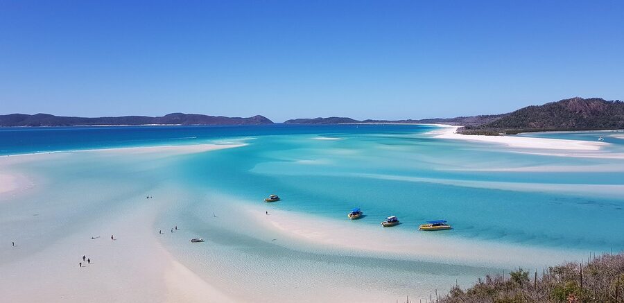 Whitehaven Beach Queensland with white sand and turquoise water