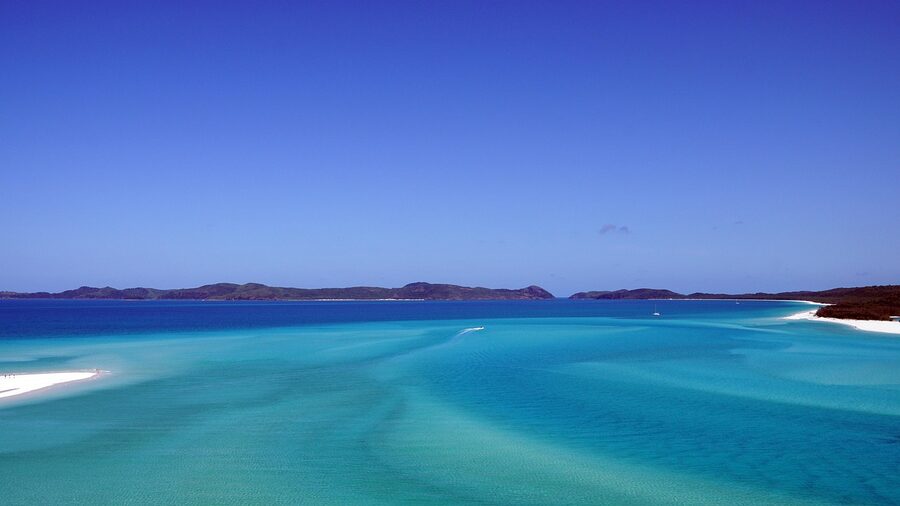 White sand of the Whitsunday Islands at the waterline