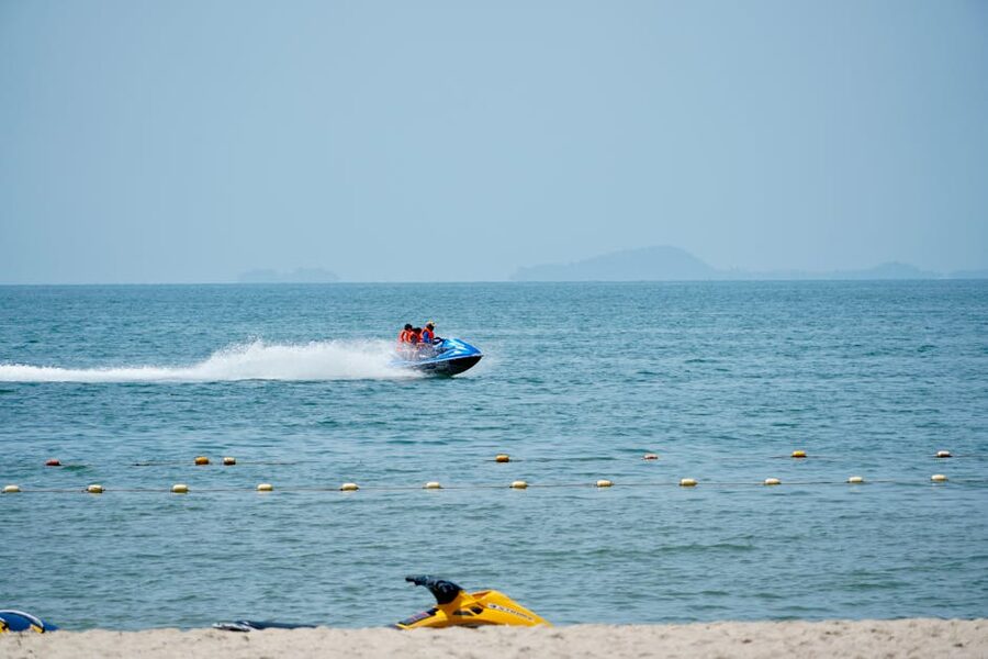 Jet ski cruising calm tropical waters