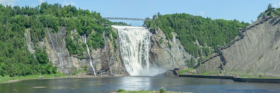Montmorency Falls Quebec full cascade view from below