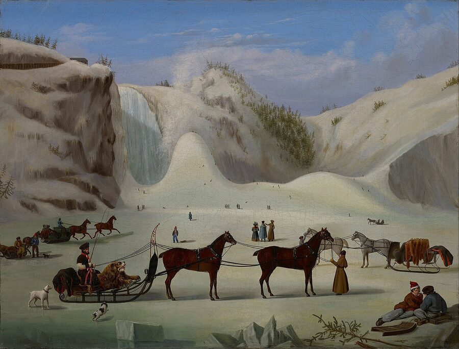 1866 painting of the ice cone at Montmorency Falls by Robert Clow Todd