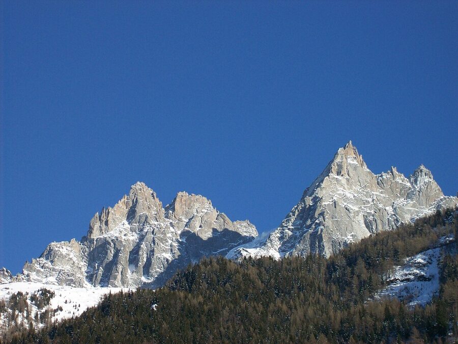 Aiguilles de Chamonix viewed from the town centre