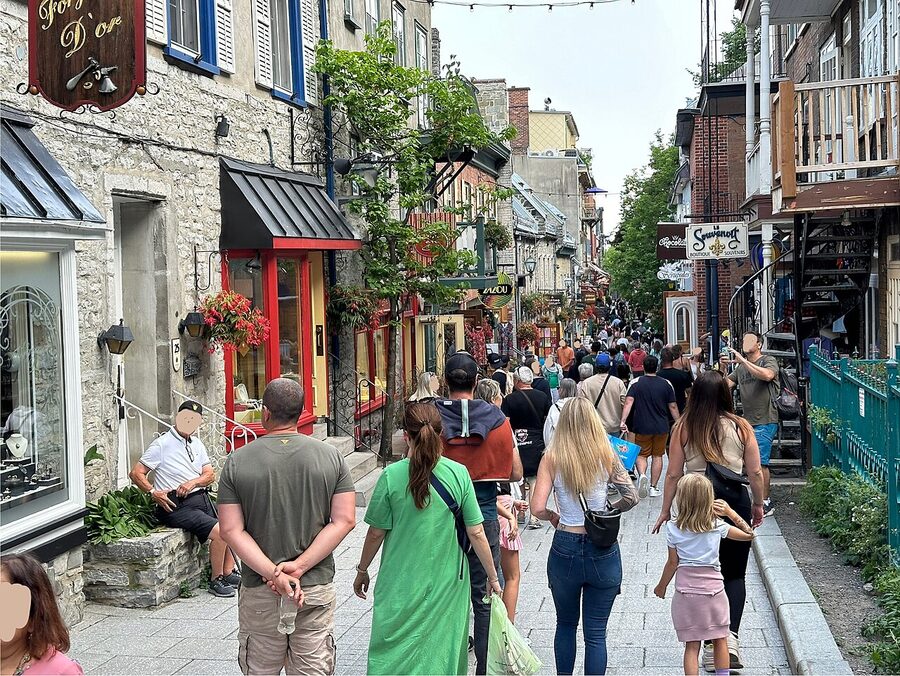 Pedestrian shopping street Rue du Petit-Champlain in Lower Town Quebec
