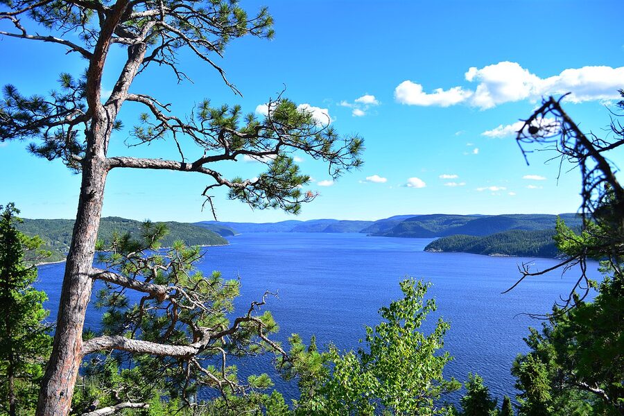 Saguenay Fjord cliffs view from trail Quebec