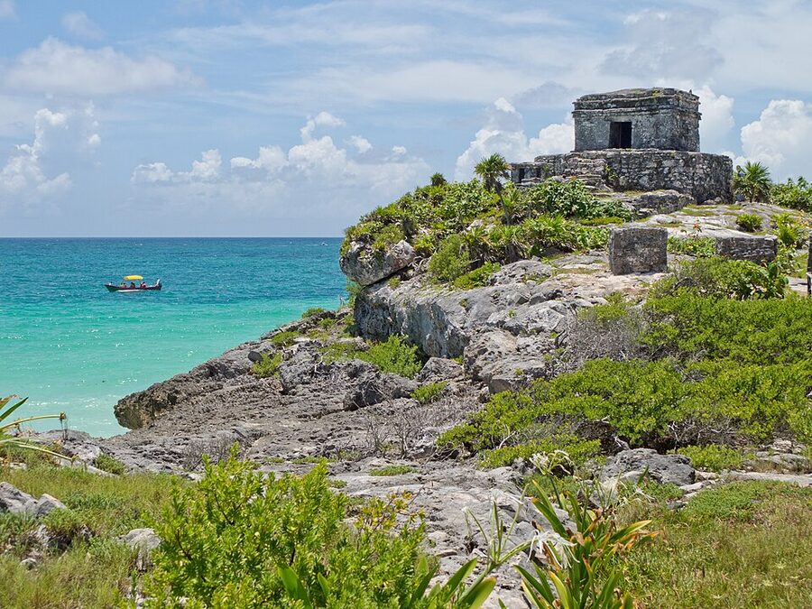 El Castillo pyramid at Tulum archaeological site