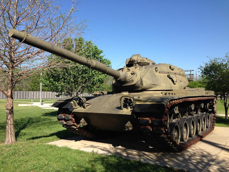 World War II tank on display in a military museum