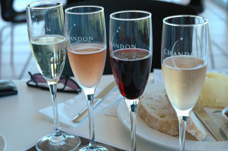 Chandon sparkling and Pinot Noir bottles, Yarra Valley