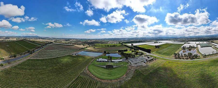 Aerial view of Coldstream and St Hubert vineyard, Yarra Valley