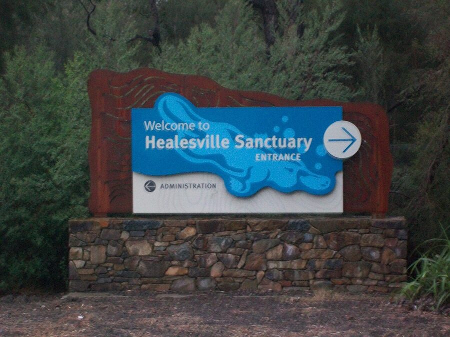 Healesville Sanctuary entrance sign, Yarra Valley