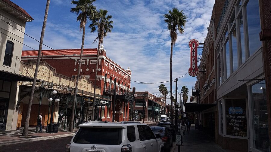 7th Avenue in Ybor City historic district with brick storefronts