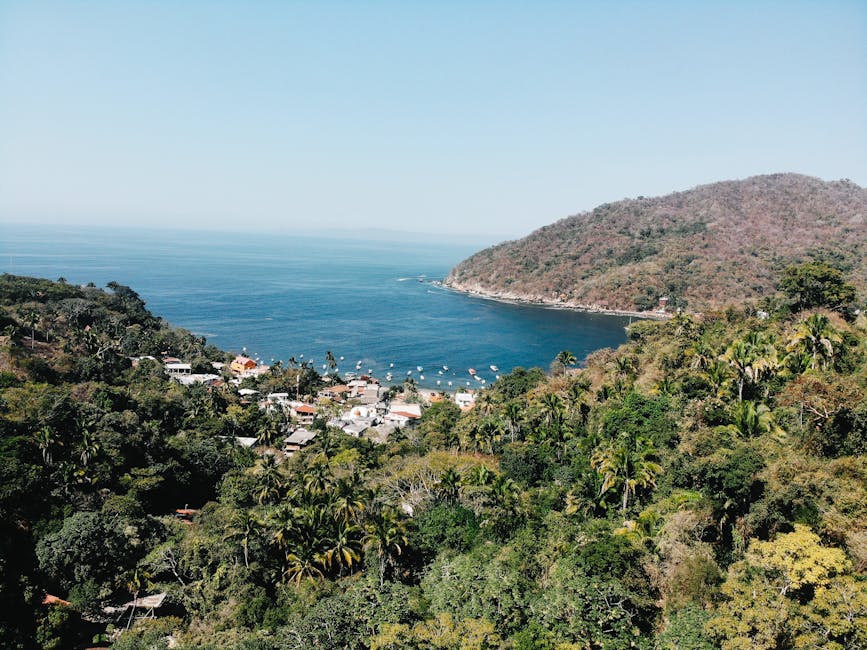 Aerial view of Yelapa village on Banderas Bay south of Puerto Vallarta