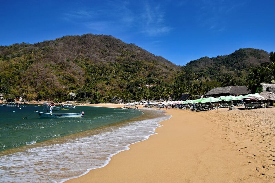 Yelapa beach sandy shore and ocean in Jalisco Mexico