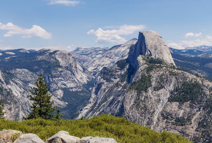 Half Dome's sheer granite face rising above Yosemite Valley