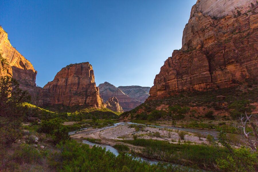 Zion National Park towering canyons and winding river