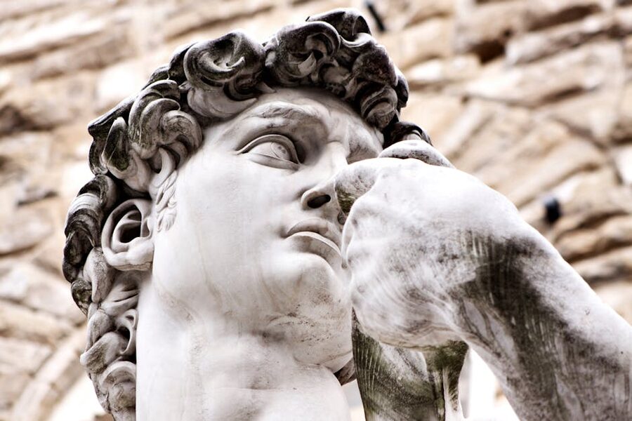 Detail of Michelangelo's David at Accademia Florence