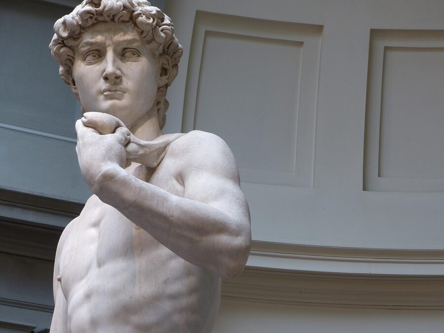David marble statue inside the Accademia museum Florence