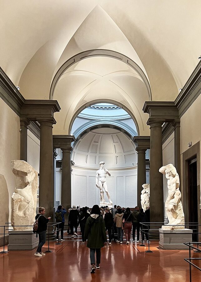 David and the Hall of Prisoners corridor at Accademia Florence
