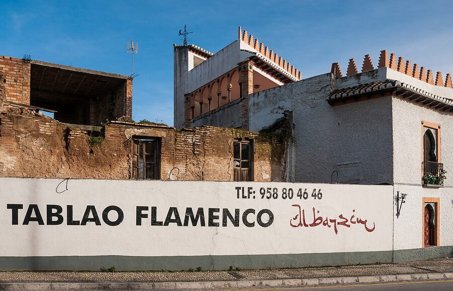 Tablao flamenco venue exterior in the Albaicin Granada