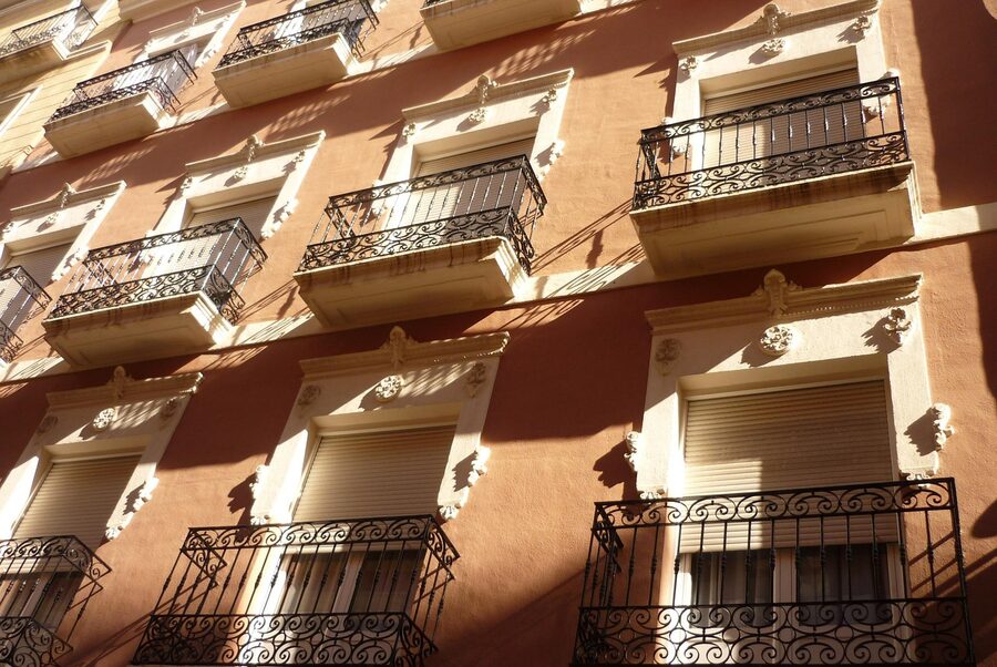 Balconies of old town houses Alicante