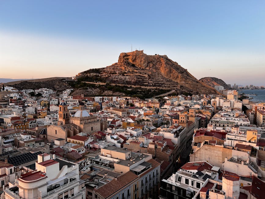 Alicante skyline with Santa Barbara Castle on Mount Benacantil