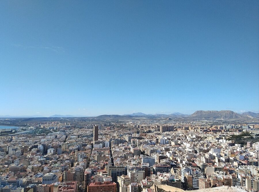 View from the keep of Castillo Santa Barbara across Alicante