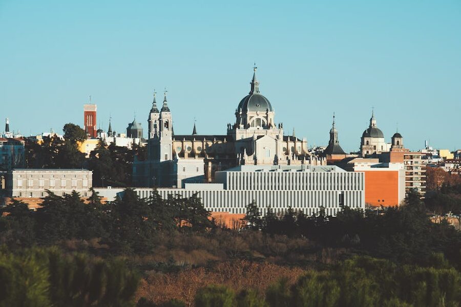 Almudena Cathedral and Madrid skyline