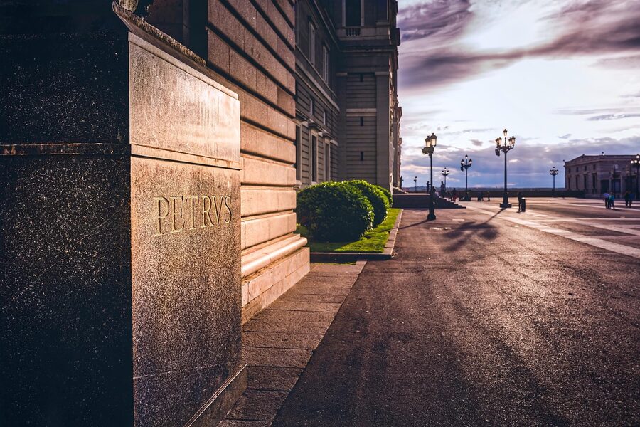 Almudena Cathedral sunset panorama Madrid