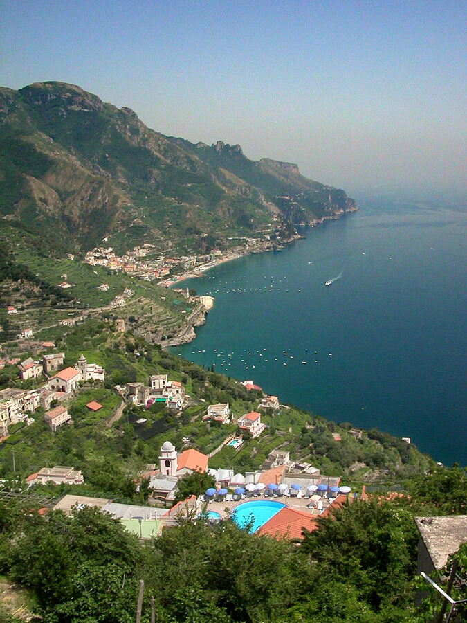View of the Amalfi coastline from Ravello above