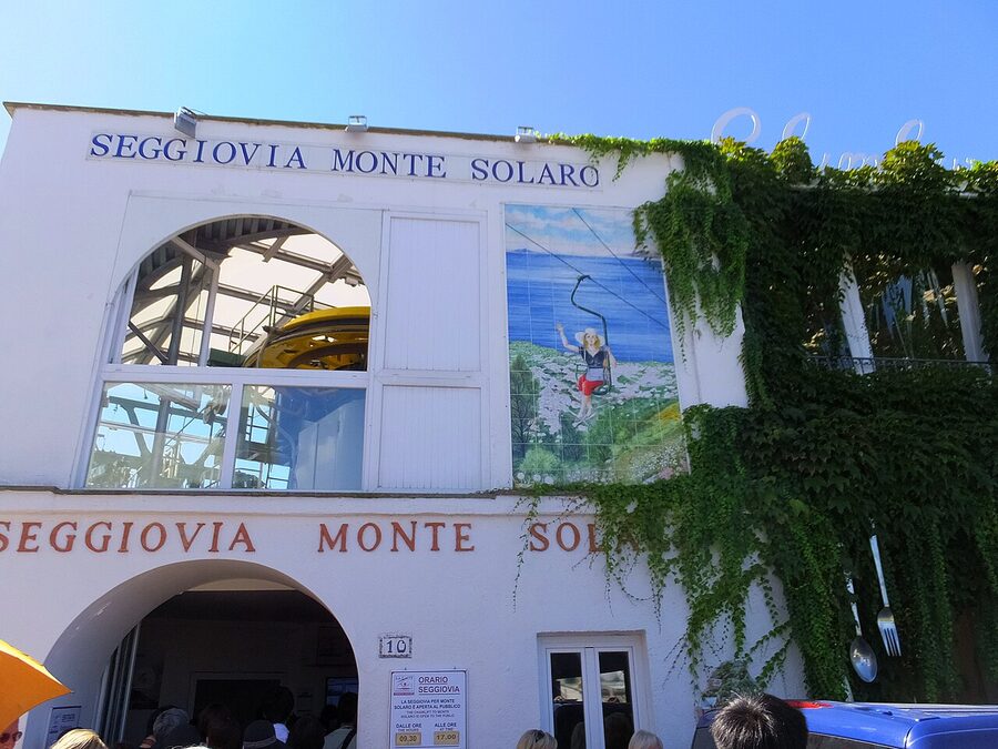 Monte Solaro chairlift in Anacapri carrying passengers up the mountain