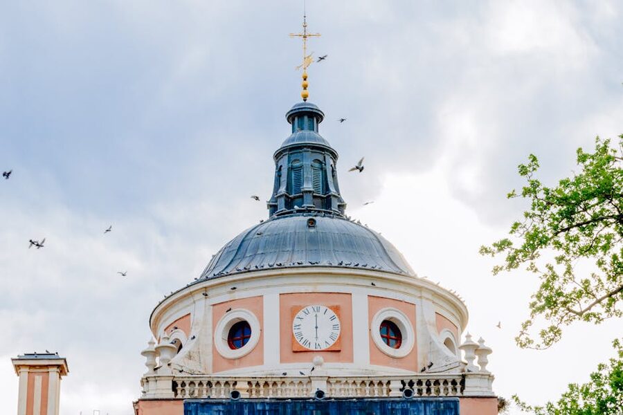 Baroque dome with clock in Aranjuez