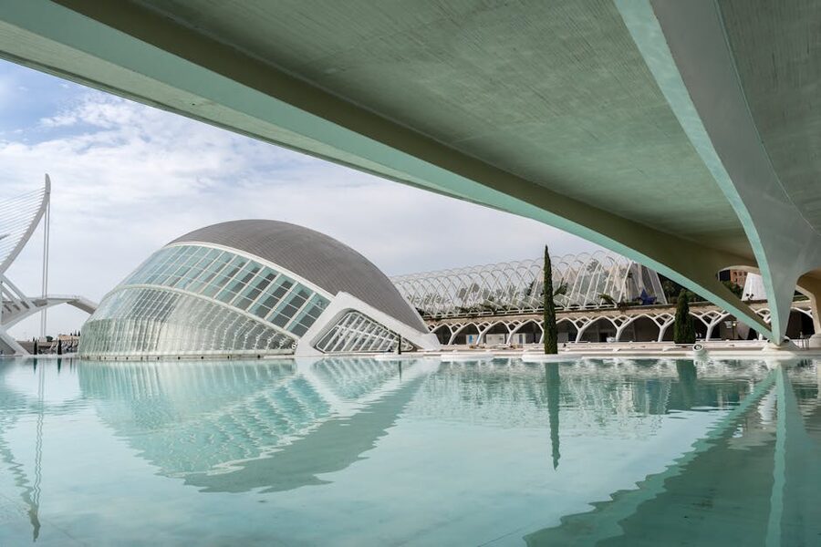 Futuristic architecture at City of Arts and Sciences Valencia