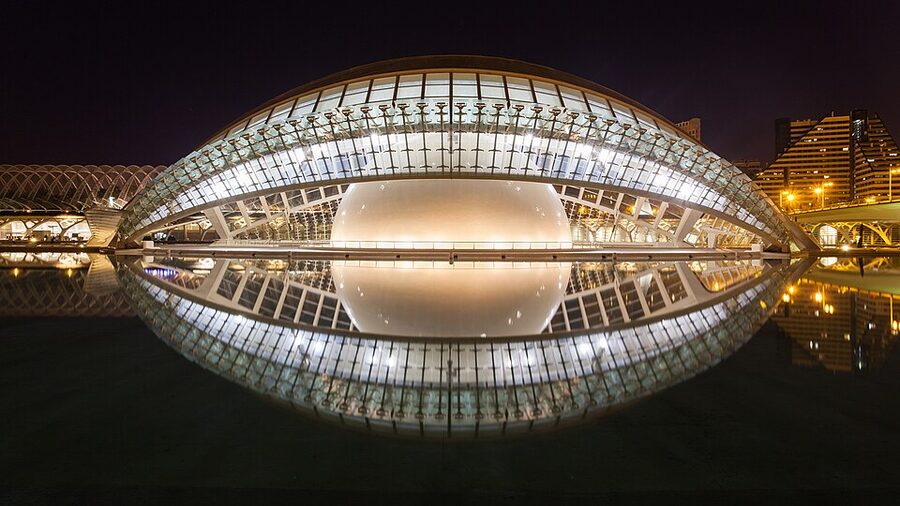 Hemisferic eye-shaped building Valencia detail