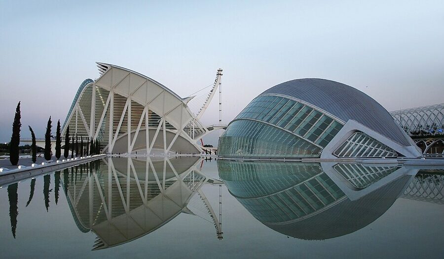Aerial overview of Ciudad de las Artes y las Ciencias Valencia