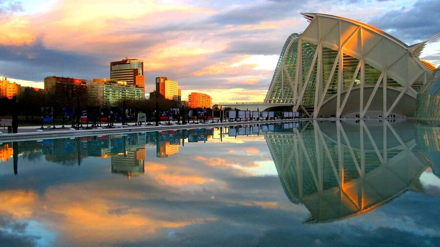 Turia gardens leading to City of Arts and Sciences Valencia