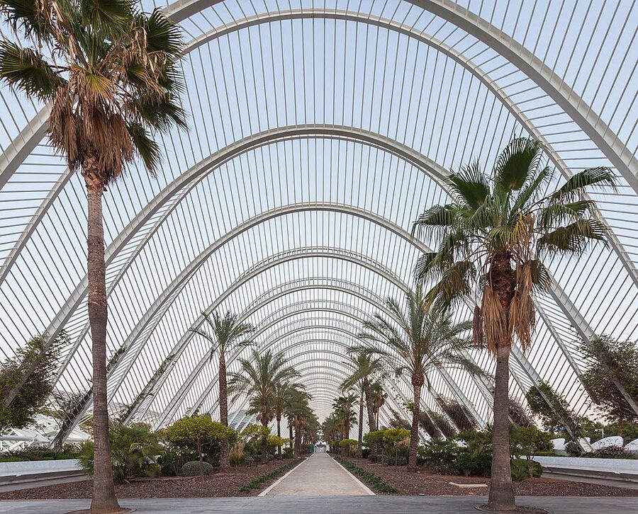 Umbracle covered walkway with plants Valencia