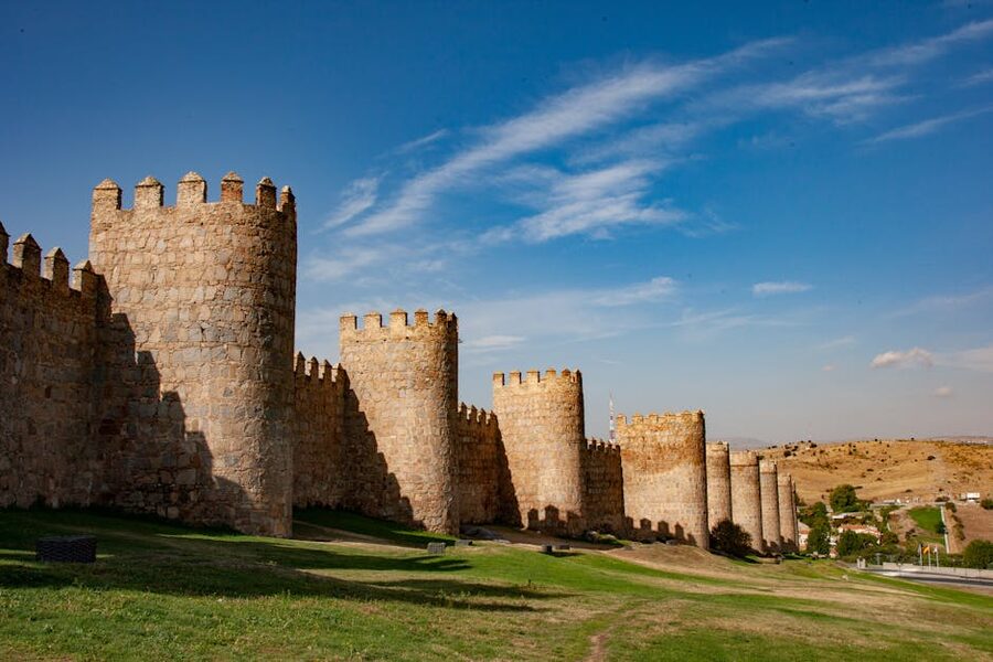 Defensive walls of Avila on a sunny day