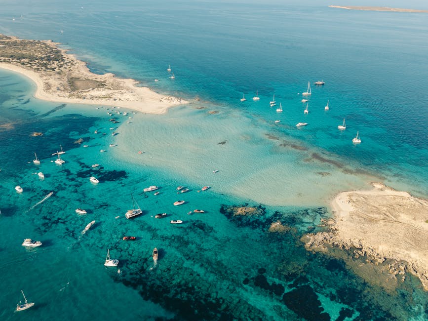 Sailboats and yachts in turquoise Balearic waters