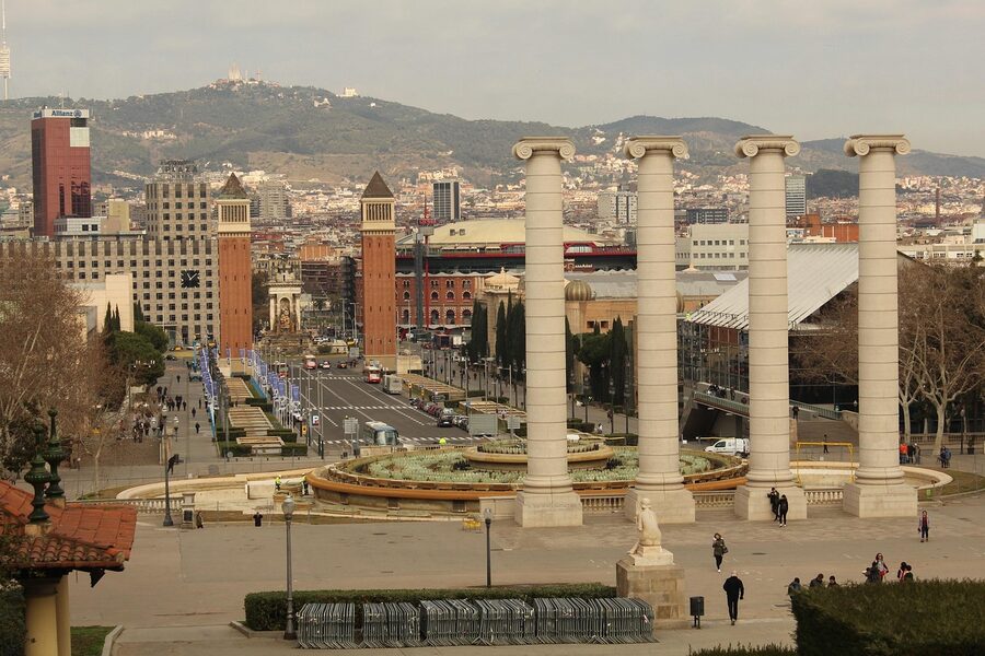 Panoramic Barcelona cityscape view from Montjuïc