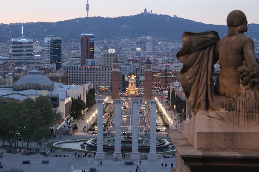 Barcelona seen from Montjuïc at dusk
