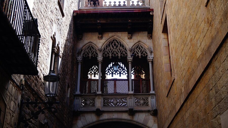 Wrought iron balcony detail Gothic Quarter Barcelona