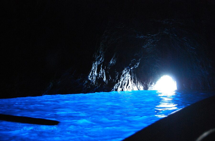Azure water inside the Grotta Azzurra Capri